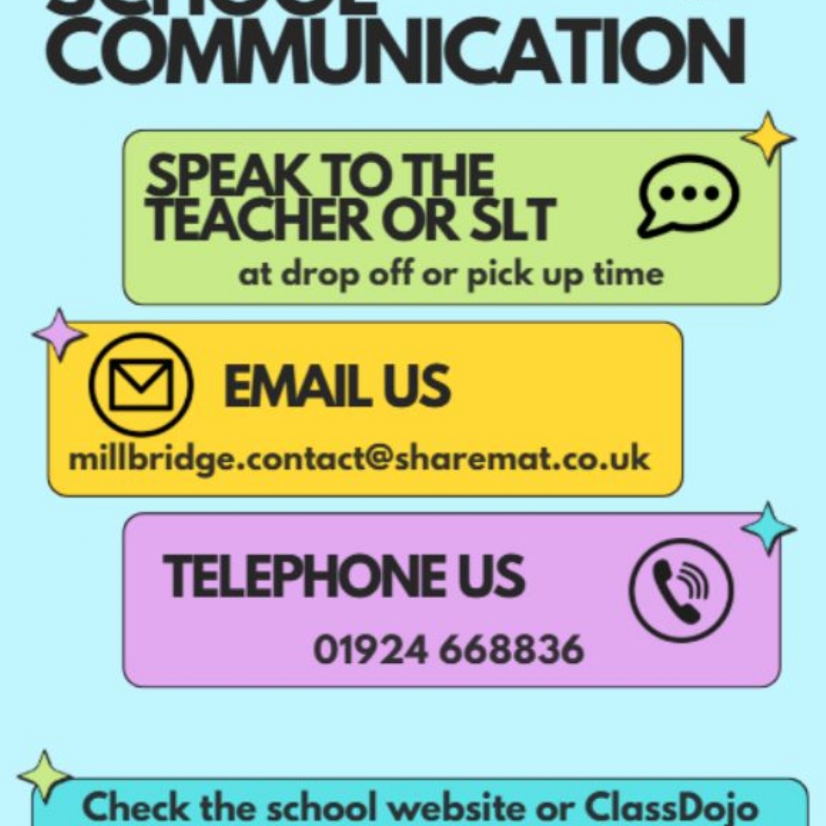 Millbridge, A SHARE Primary Academy - School Communication